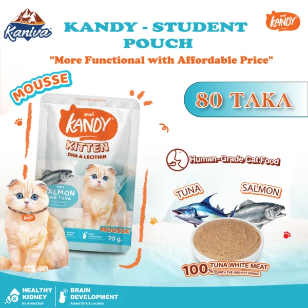 Kandy Student Pouch Kitten – Mousse Tuna and Salmon - Kaniva Pet Food BD