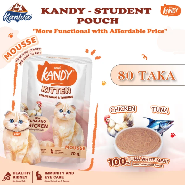 Kandy Student Pouch Kitten – Mousse Chicken and Tuna - Kaniva Pet Food BD